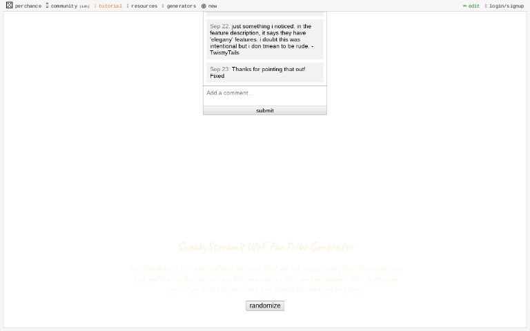 SneakyStream's WoF FanTribe Generator