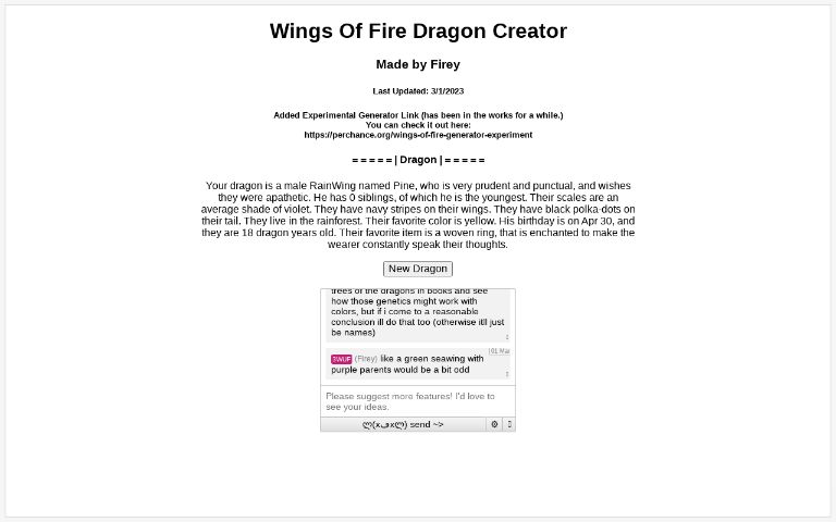 Wings Of Fire Dragon Creator ― Perchance Generator