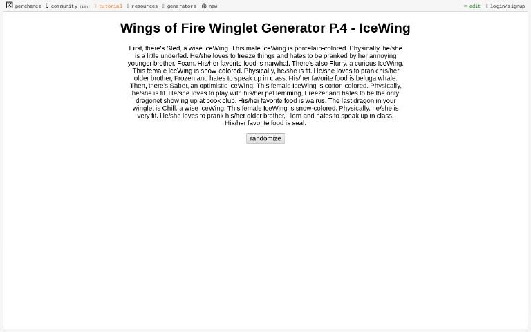 Wings of Fire Winglet Generator P.4 - IceWing