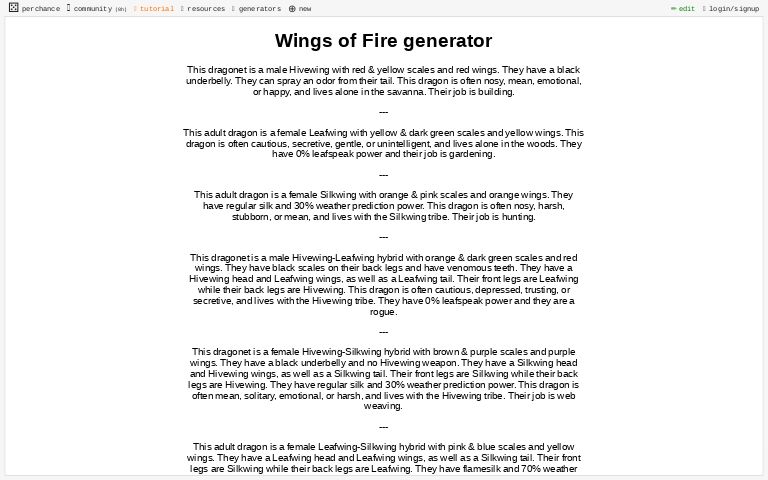 Wings of Fire generator