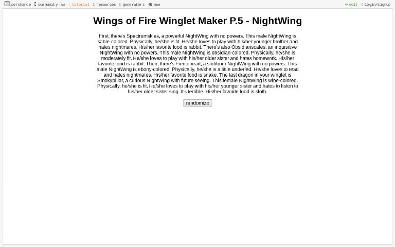 Wings of Fire Winglet Maker P.5 - NightWing ― Perchance Generator
