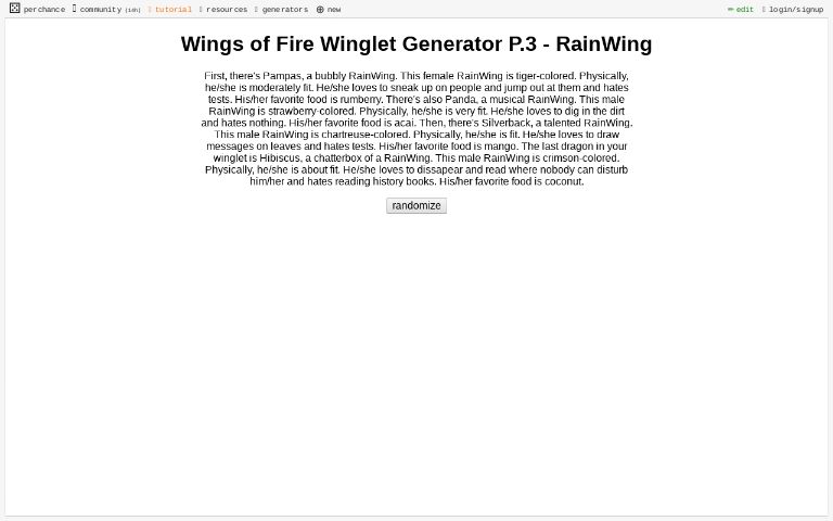 Wings of Fire Winglet Generator P.3 - RainWing