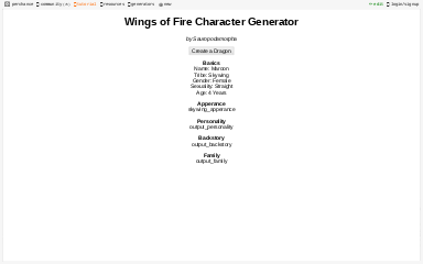 Wings of Fire Character Generator