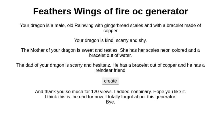 Feathers Wings of fire oc generator
