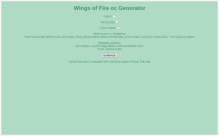 Wings of Fire oc Genorator ― Perchance Generator