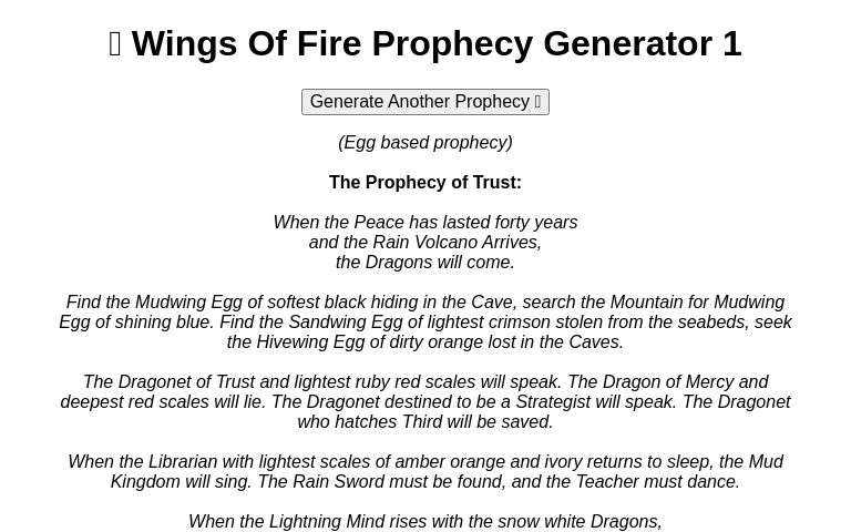 🔥 Wings Of Fire Prophecy Generator 1