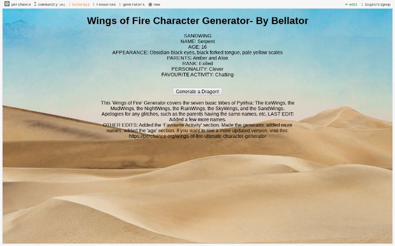 Wings of Fire Character Generator- By Bellator