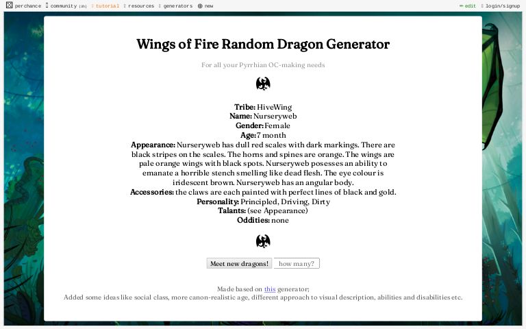 Wings of Fire Random Dragon Generator