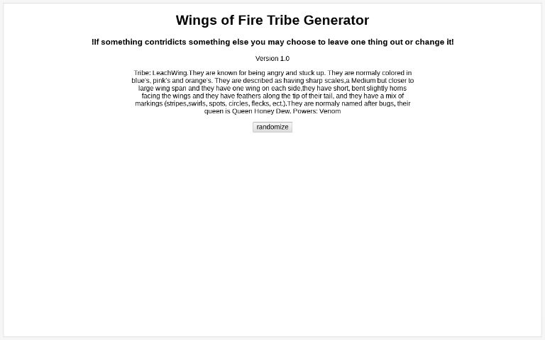 Wings of Fire Tribe Generator