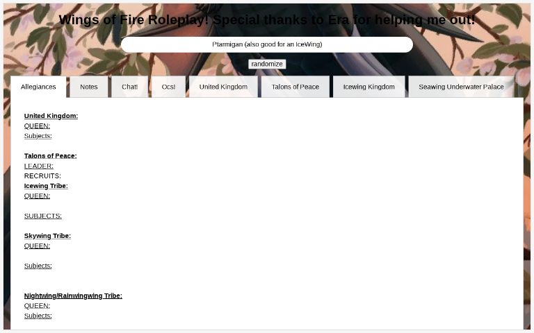 Wings of Fire Roleplay! Special thanks to Era for helping me out!