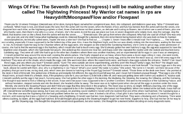 Wings Of Fire: The Seventh Ash (In Progress) I will be making another ...