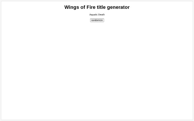 Wings of Fire title generator