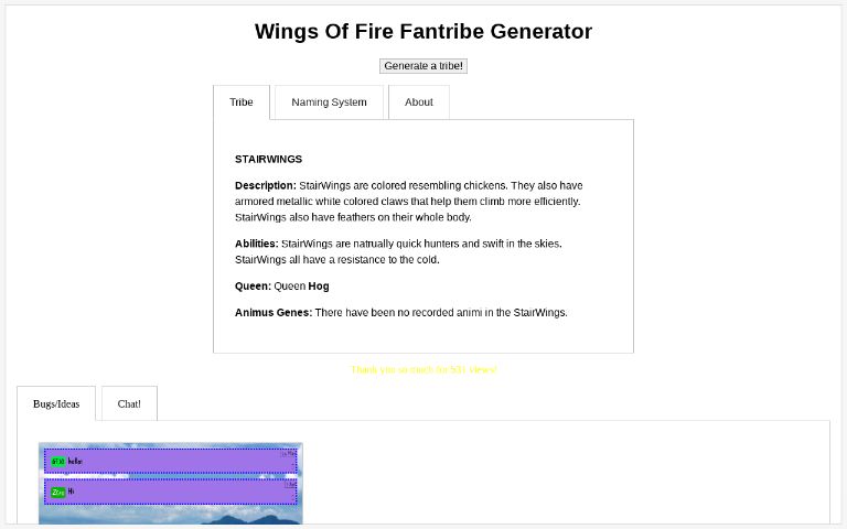 Wings Of Fire Fantribe Generator