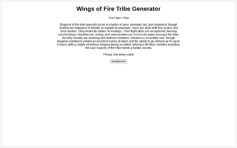 Wings of Fire Tribe Generator
