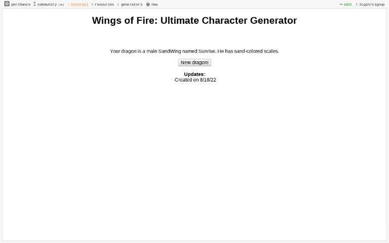 Wings of Fire: Ultimate Character Generator