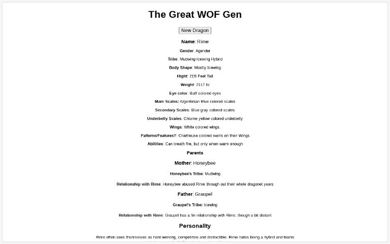 The Great WOF Gen