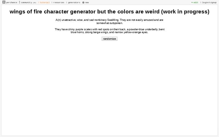 wings of fire character generator but the colors are weird (work in ...