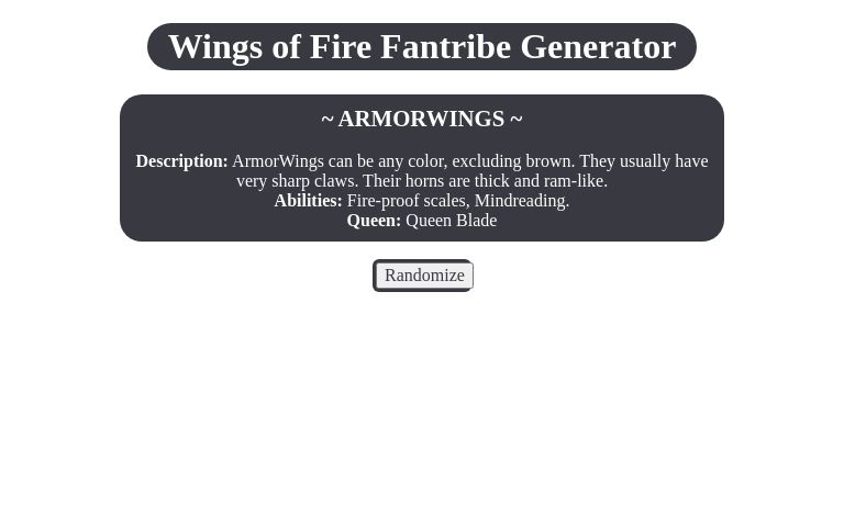 Wings of Fire Fantribe Generator