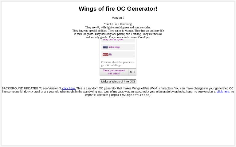Wings of fire OC Generator!