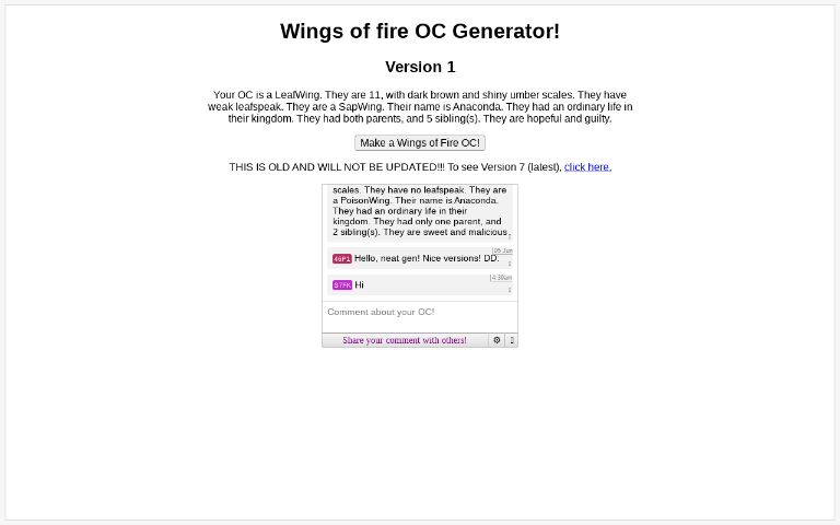 Wings of fire OC Generator!