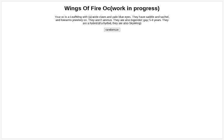 Wings Of Fire Oc(work in progress) ― Perchance Generator