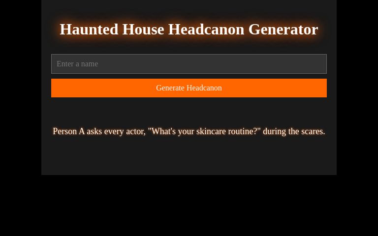 Haunted House Headcanon Generator