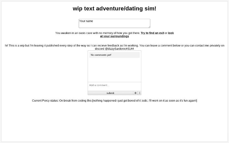 wip text adventure/dating sim! ― Perchance Generator