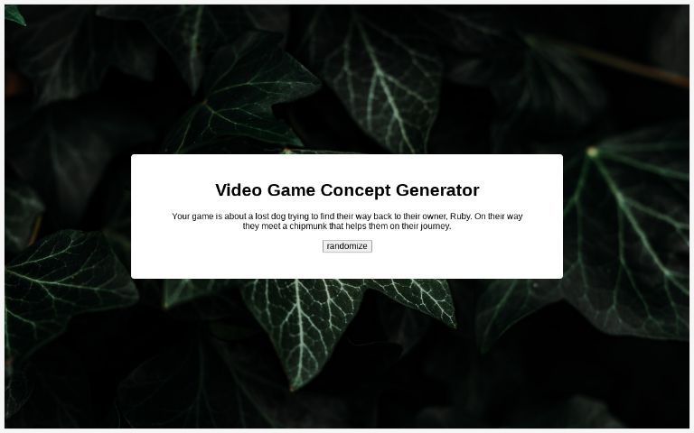Video Game Concept Generator