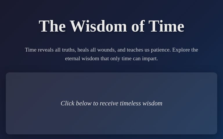 The Wisdom of Time ― Perchance Generator