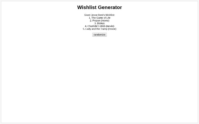 Wishlist Generator