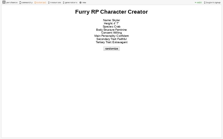 Furry RP Character Creator ― Perchance Generator