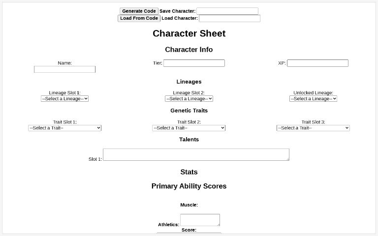 Character Sheet ― Perchance Generator