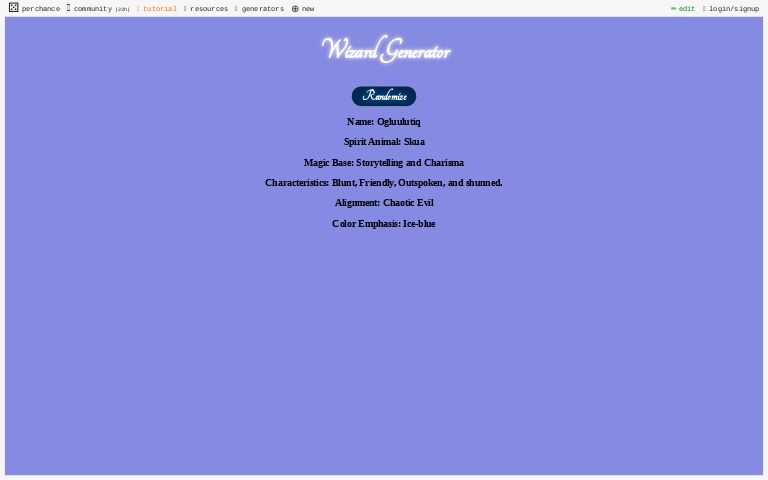 Wizard Generator
