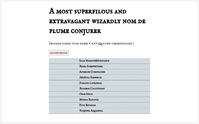 wizard-name ― Perchance Generator