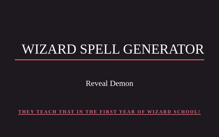Wizard Spell Generator