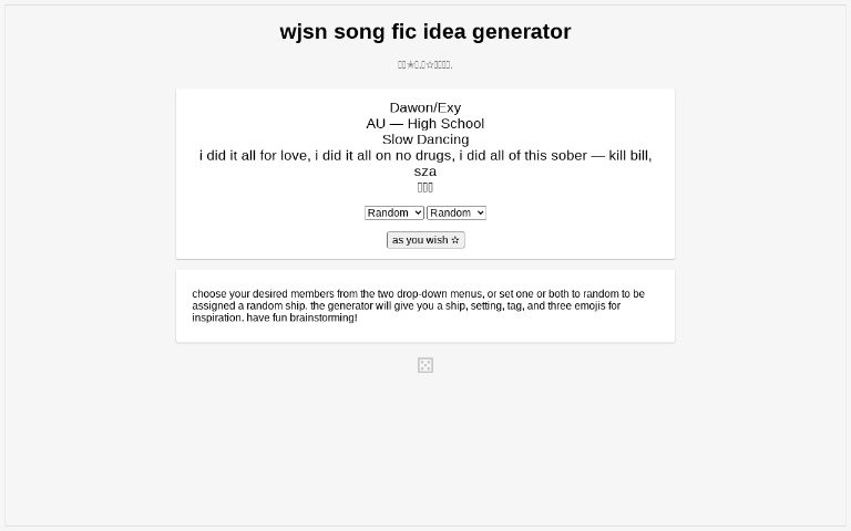 wjsn song fic idea generator