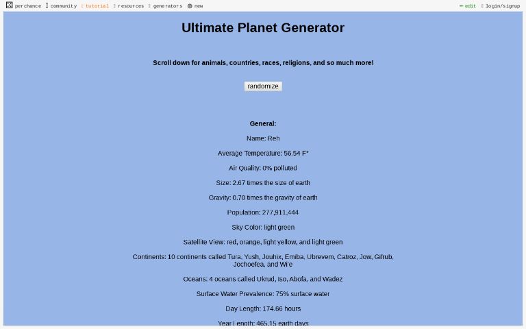 Ultimate Planet Generator