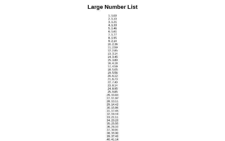 Large Number List ― Perchance Generator