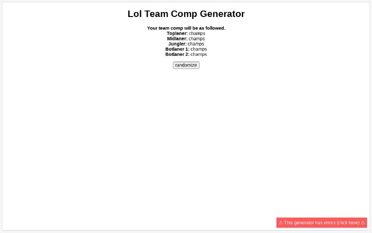 Lol Team Comp Generator