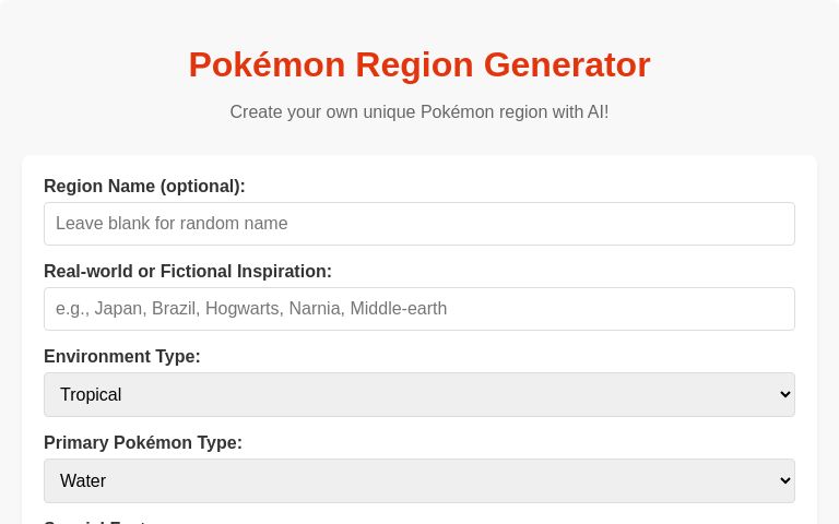 Pokémon Region Generator