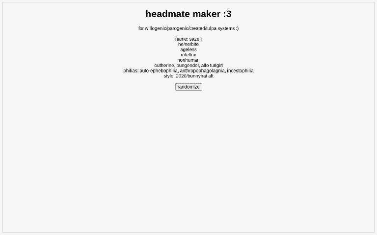 headmate maker :3 ― Perchance Generator