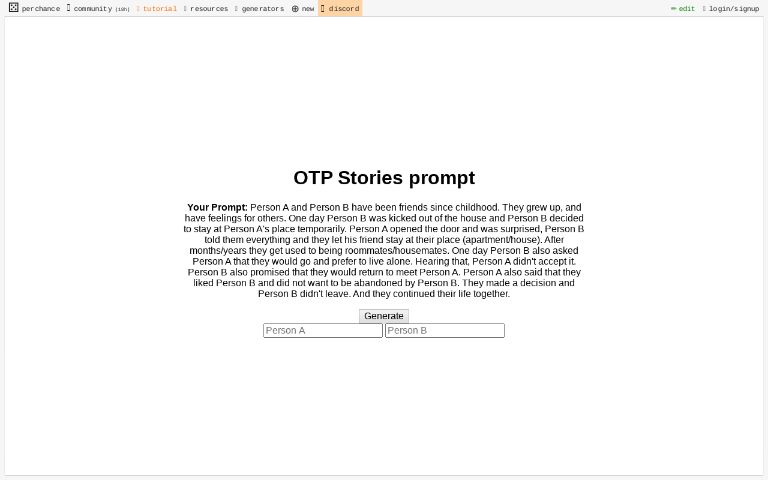 OTP Stories prompt ― Perchance Generator