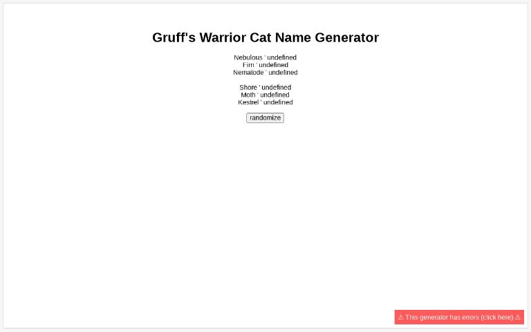 Gruff's Warrior Cat Name Generator
