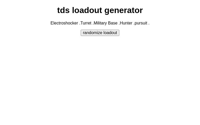 tds loadout generator