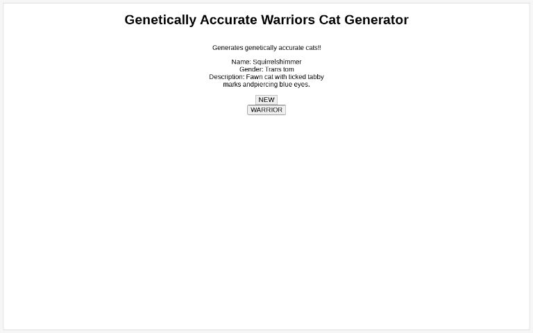Genetically Accurate Warriors Cat Generator
