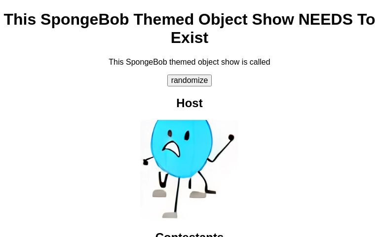 This SpongeBob Themed Object Show NEEDS To Exist ― Perchance Generator