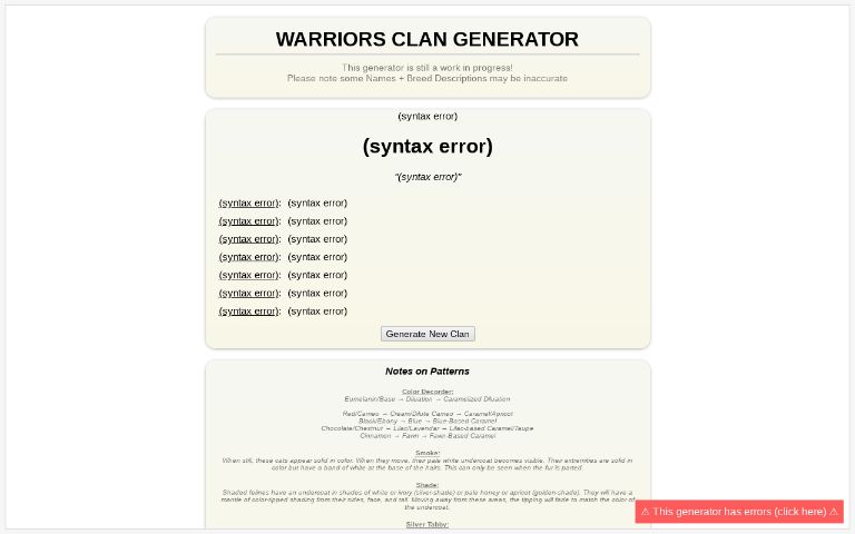 WARRIORS CLAN GENERATOR