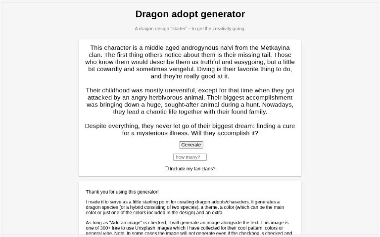 Dragon adopt generator
