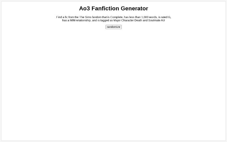 Ao3 Fanfiction Generator