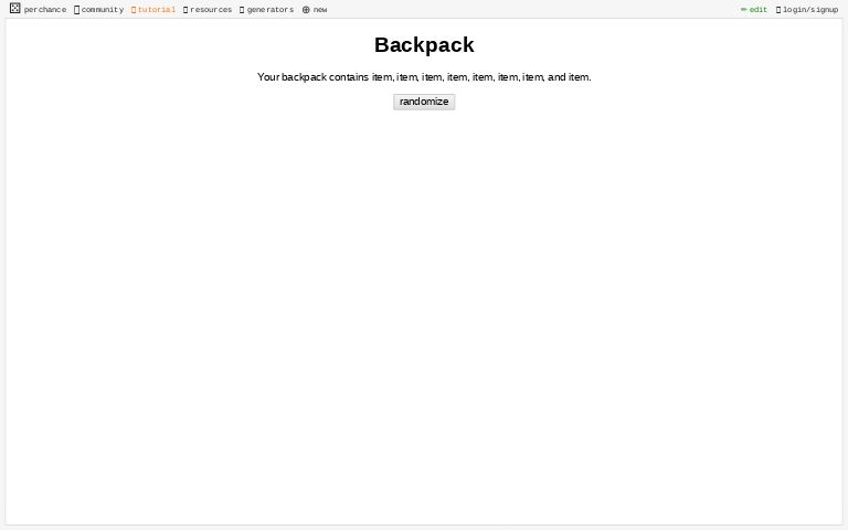 Backpack ― Perchance Generator